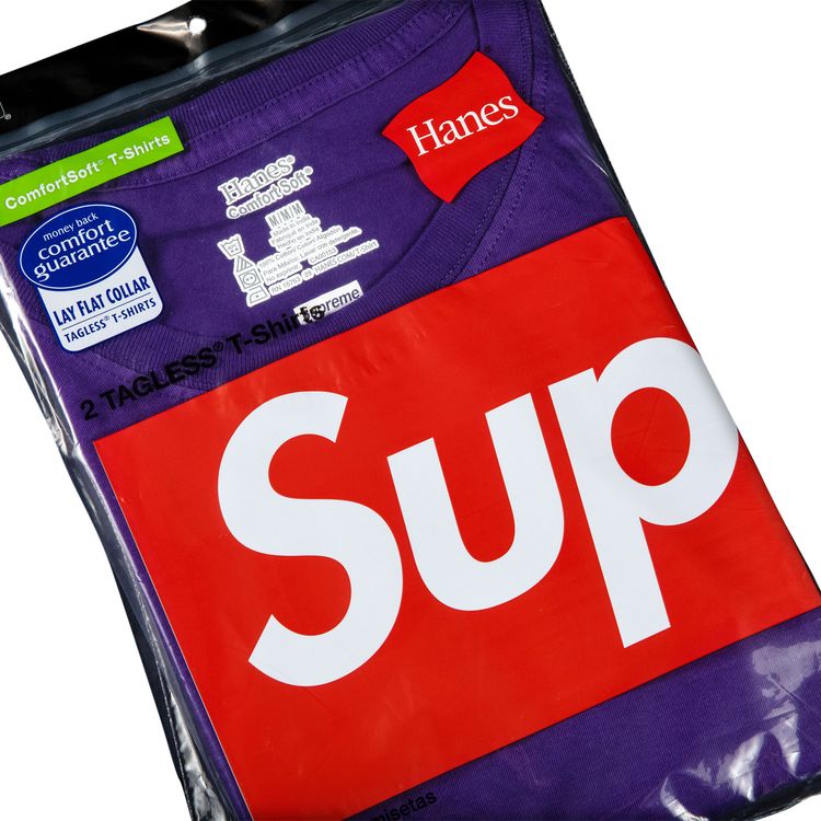 Buy Supreme x Hanes Tagless Tees (2 Pack) 'Purple' - SS21A24 PURPLE | GOAT