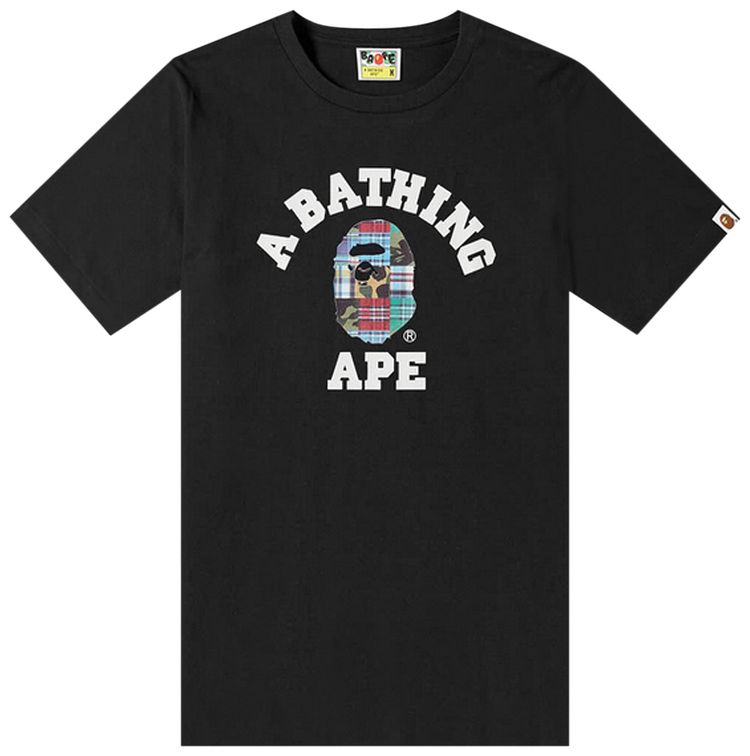 Buy BAPE Patchwork College Tee 'Black' - 1G30 110 046 BLACK | GOAT
