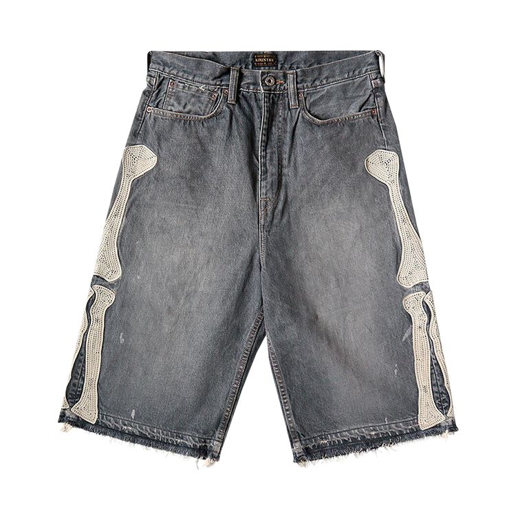 Buy Kapital Bone Denim Shorts 'Black' - EK 1449 BLAC | GOAT