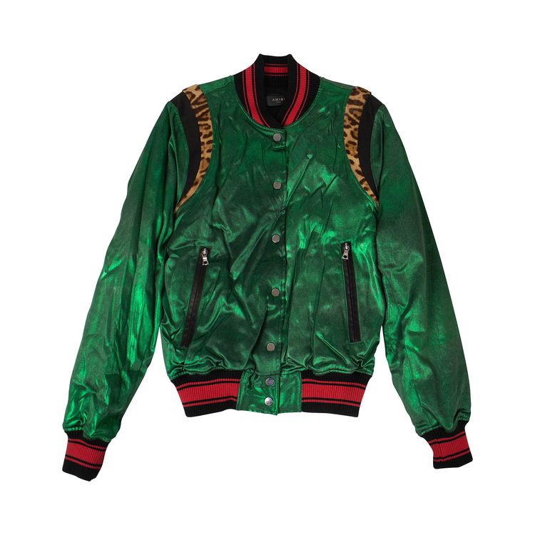 Buy Amiri Silk Metallic Varsity Jacket 'Green' - MOBAS MVAGRN GREE | GOAT