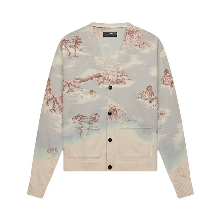 Buy Amiri Bleached Printed Aloha Cardigan 'Cyan' - MKC002 440 CYAN | GOAT
