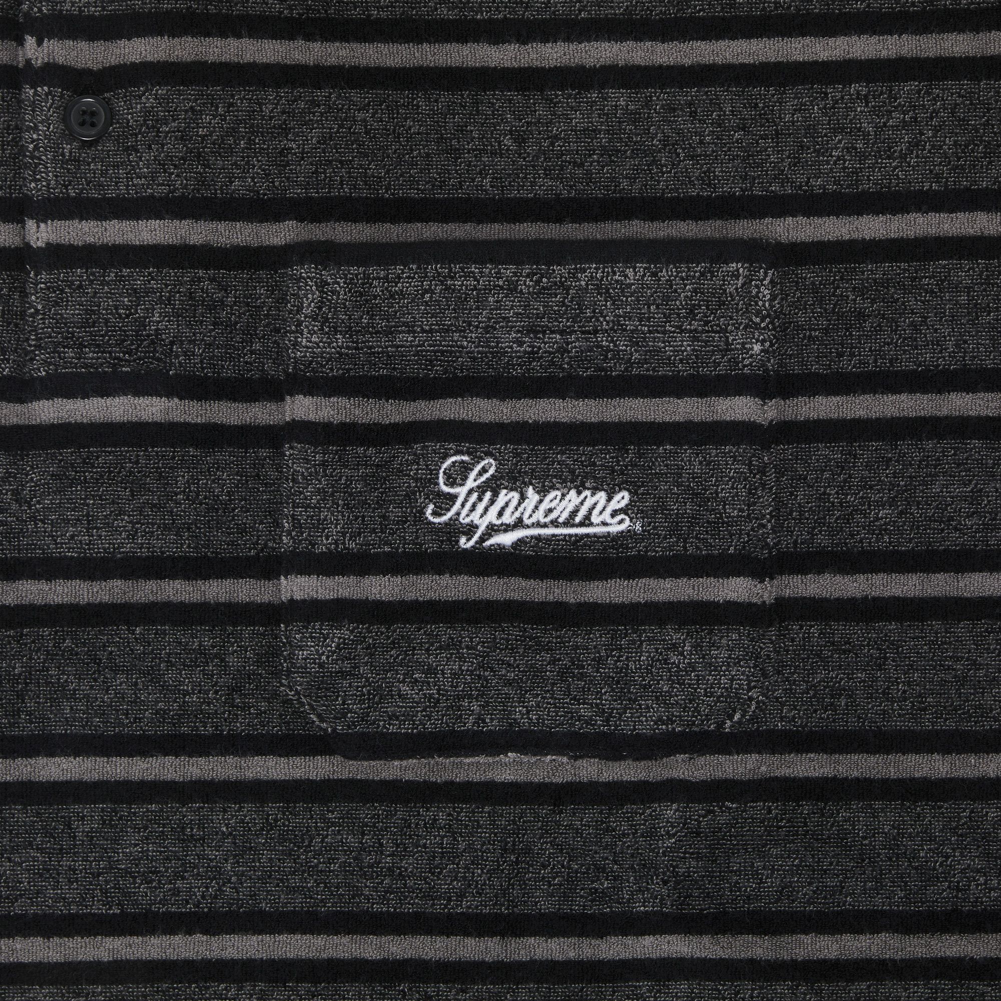 Buy Supreme Stripe Terry Short-Sleeve Polo 'Black Buy Supreme Stripe Terry Short-Sleeve Polo 'Black