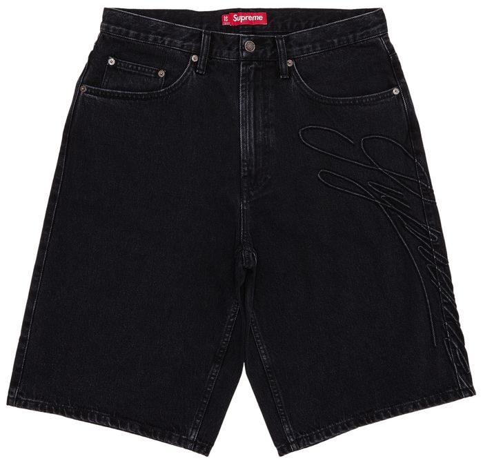 Buy Supreme Script Baggy Denim Short 'Washed Black' - SS24SH30 WASHED ...