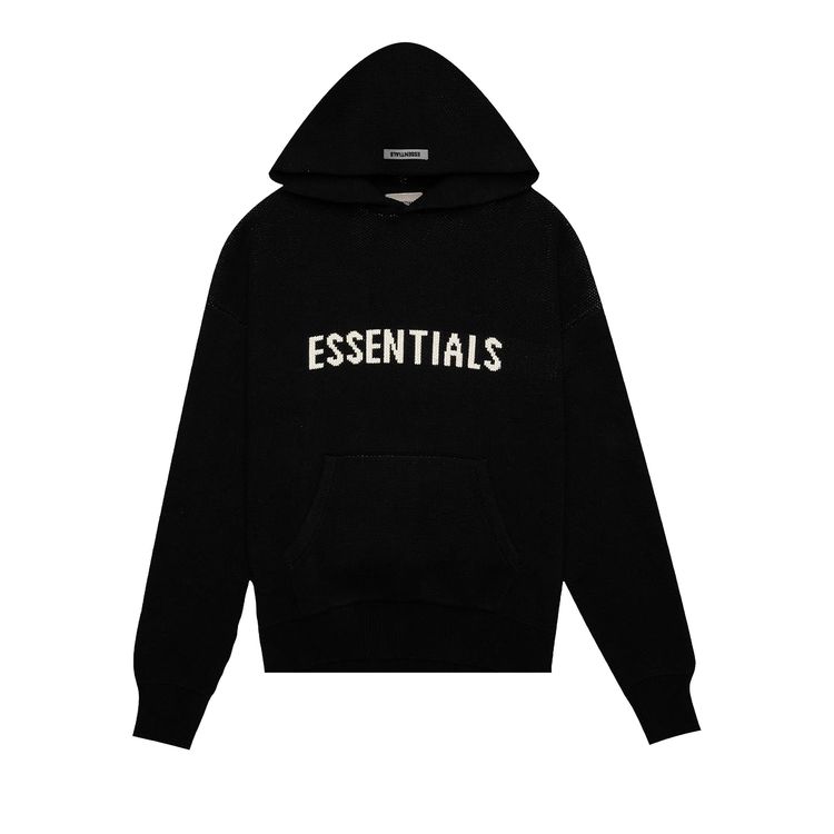Buy Fear of God Essentials Knit Hoodie 'Black' - 0192 50852 0008 | GOAT