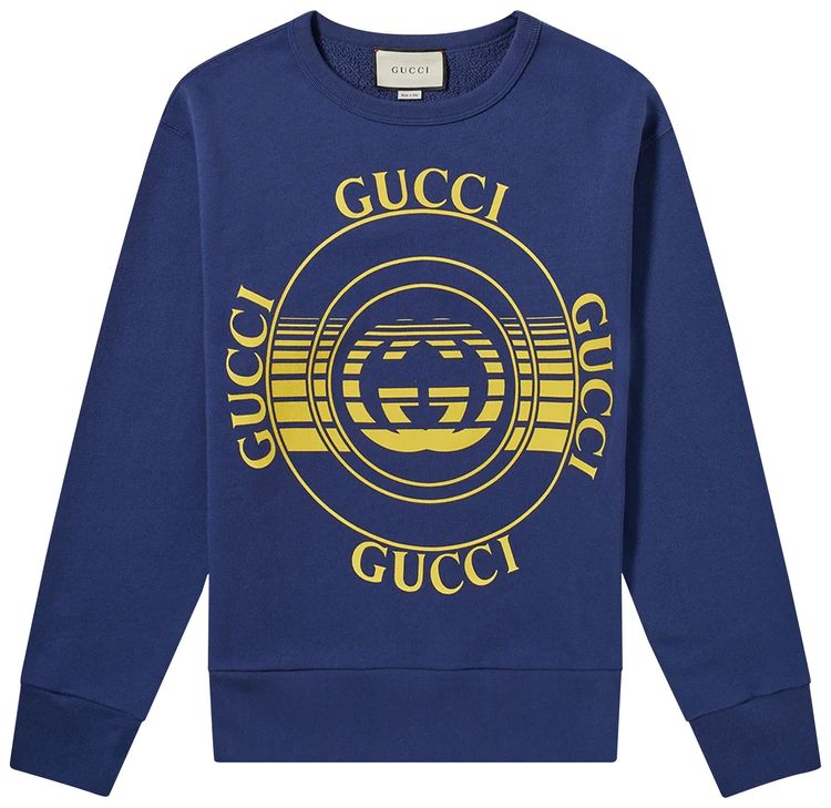 Buy Gucci Record Print Crew 'Ink Blue' - 475532 XJCRR 4535 | GOAT