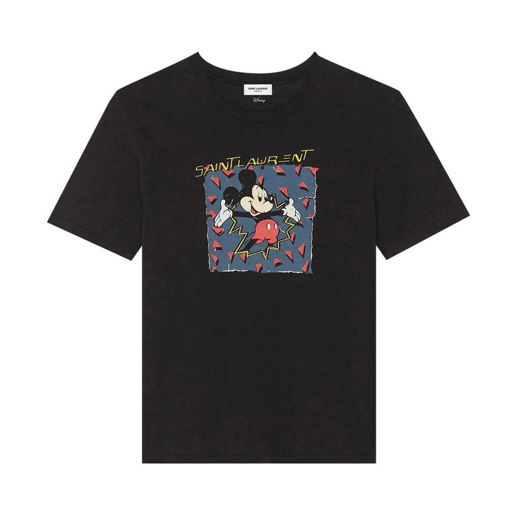 Buy Saint Laurent Mickey Mouse Print T-Shirt 'Noir/Multicolor' - 631852 ...