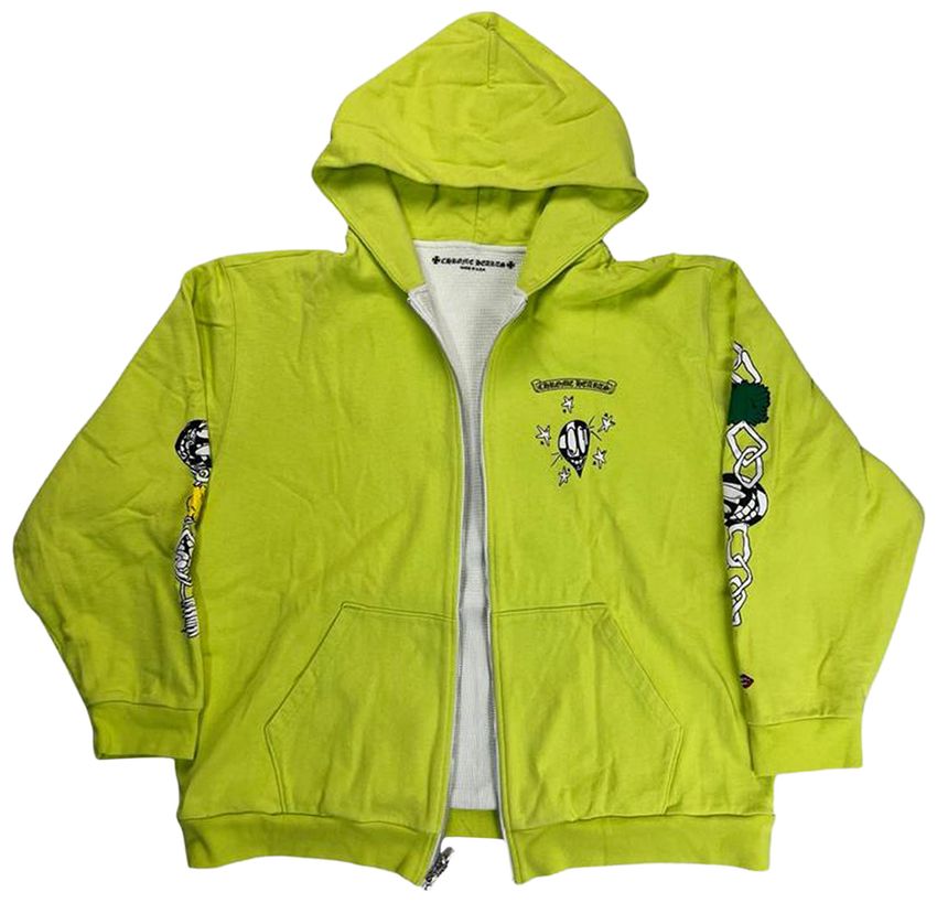 Buy Chrome Hearts Matty Boy Link Zip Up Hoodie 'Lime Green' - 1383 1SS240119MBLZ LIME | GOAT