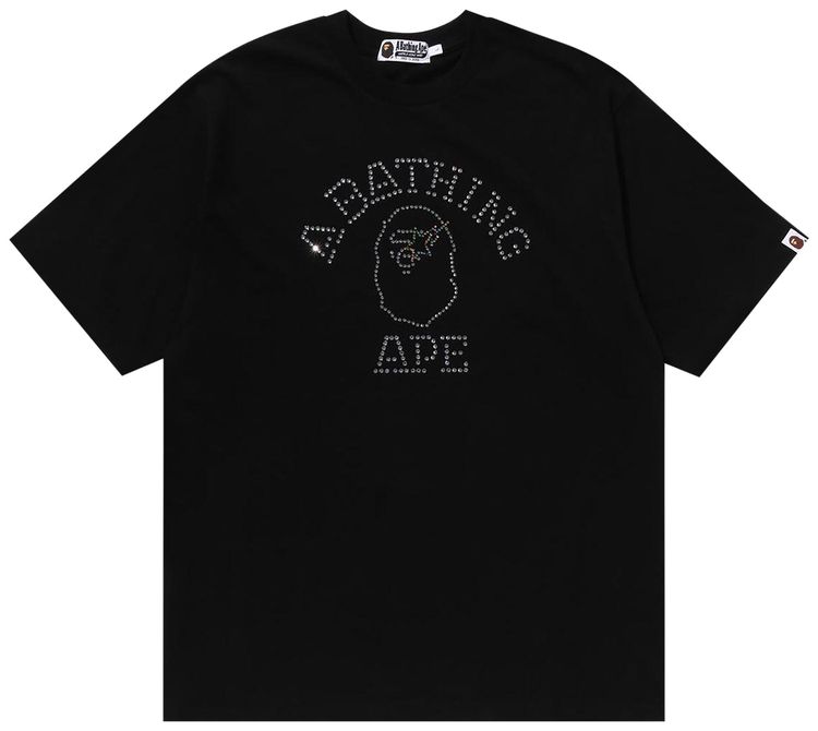 Buy BAPE Rhinestone College Relaxed Fit Tee 'Black' - 1K30 109 307 ...