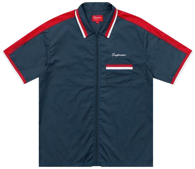 Buy Supreme Zip Up Work Shirt 'Light Navy' - 0052 1SS180104ZUWS LIGH | GOAT