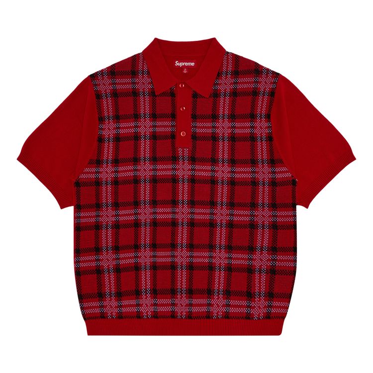 Buy Supreme Plaid Knit Short-Sleeve Polo 'Red' - SS24KN58 RED | GOAT