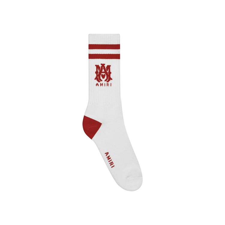 Buy Amiri MA Stripe Socks 'White/Sun Dried Tomato' - AMACSK1007 WHSD | GOAT