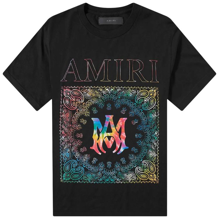 Buy Amiri Rainbow Bandana Tee 'Black' - MJGT011 BLAC | GOAT