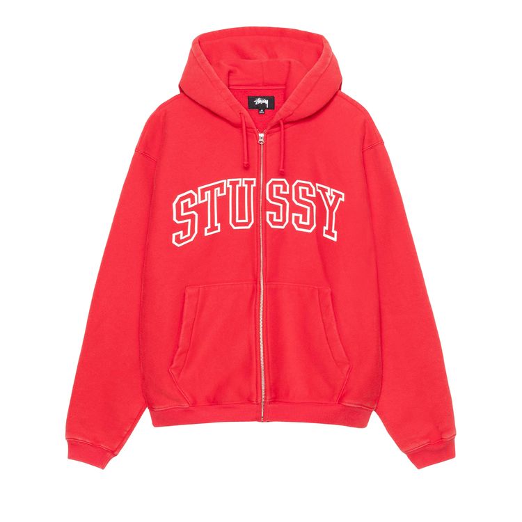 Buy Stussy Outline Zip Hoodie 'Red' - 118559 RED | GOAT