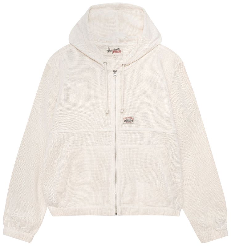 Buy Stussy Mesh Zip Hoodie 'Bone' - 115769 BONE | GOAT
