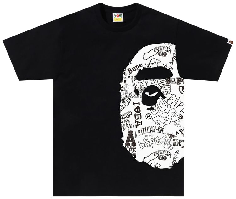 Buy BAPE Hand Drawn Pattern Side Big Ape Head Tee 'Black/White' - 1K30 ...