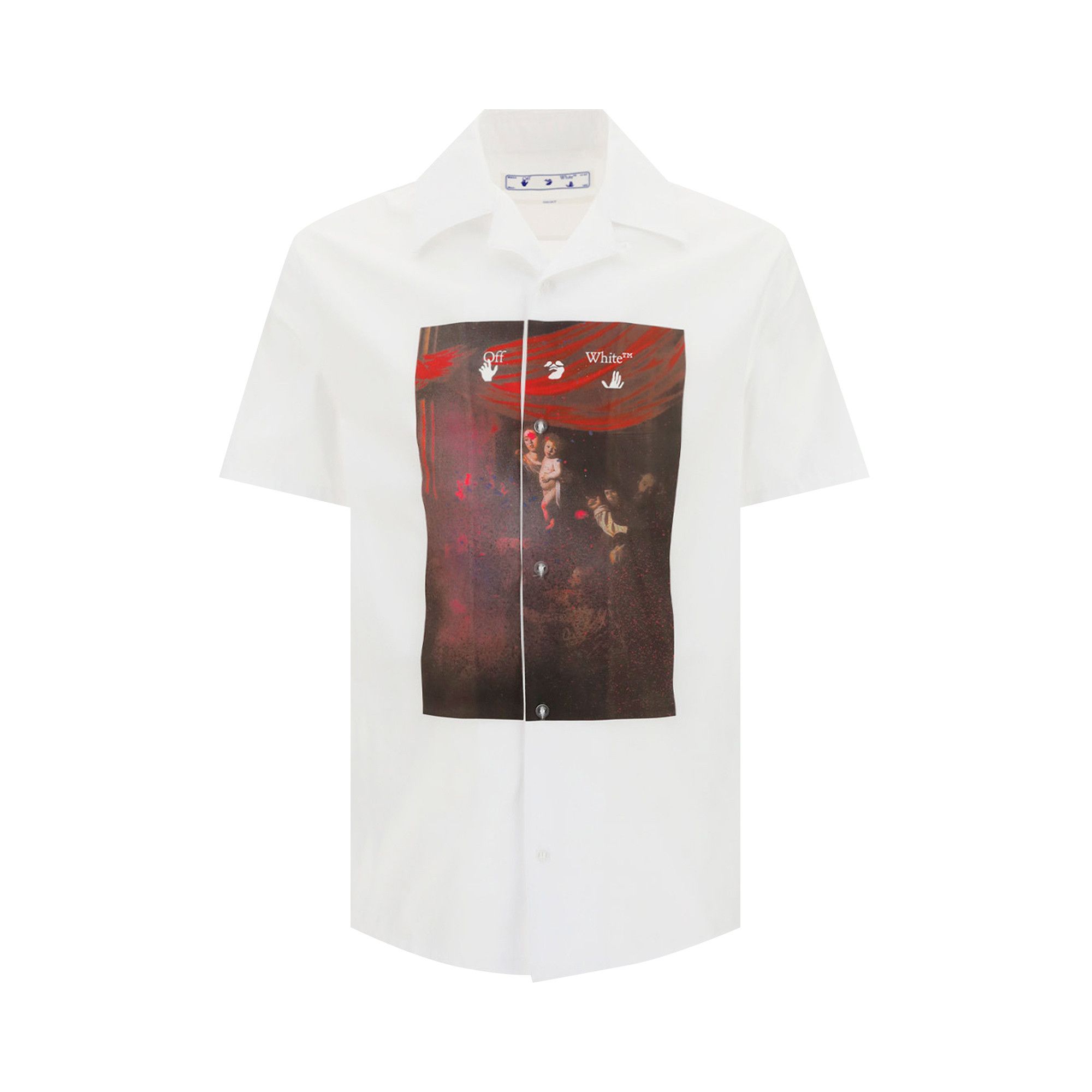 Buy Off-White Sprayed Caravaggio Holiday Shirt 'White/Red Buy Off-White Sprayed Caravaggio Holiday Shirt 'White/Red