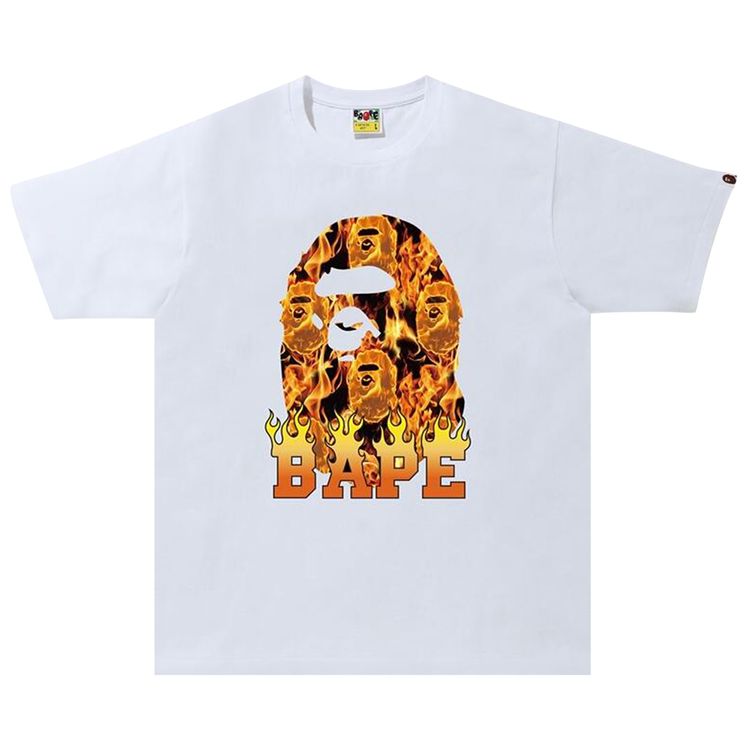 Buy BAPE Bape Ape Head Flame Tee White/Orange 'White/Orange ...