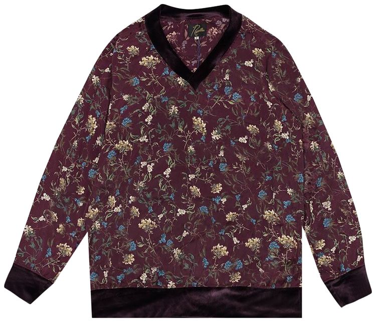 Buy Needles Long-Sleeve V Neck Tee 'Burgundy' - FK221 BURG | GOAT