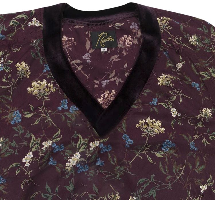 Buy Needles Long-Sleeve V Neck Tee 'Burgundy' - FK221 BURG | GOAT