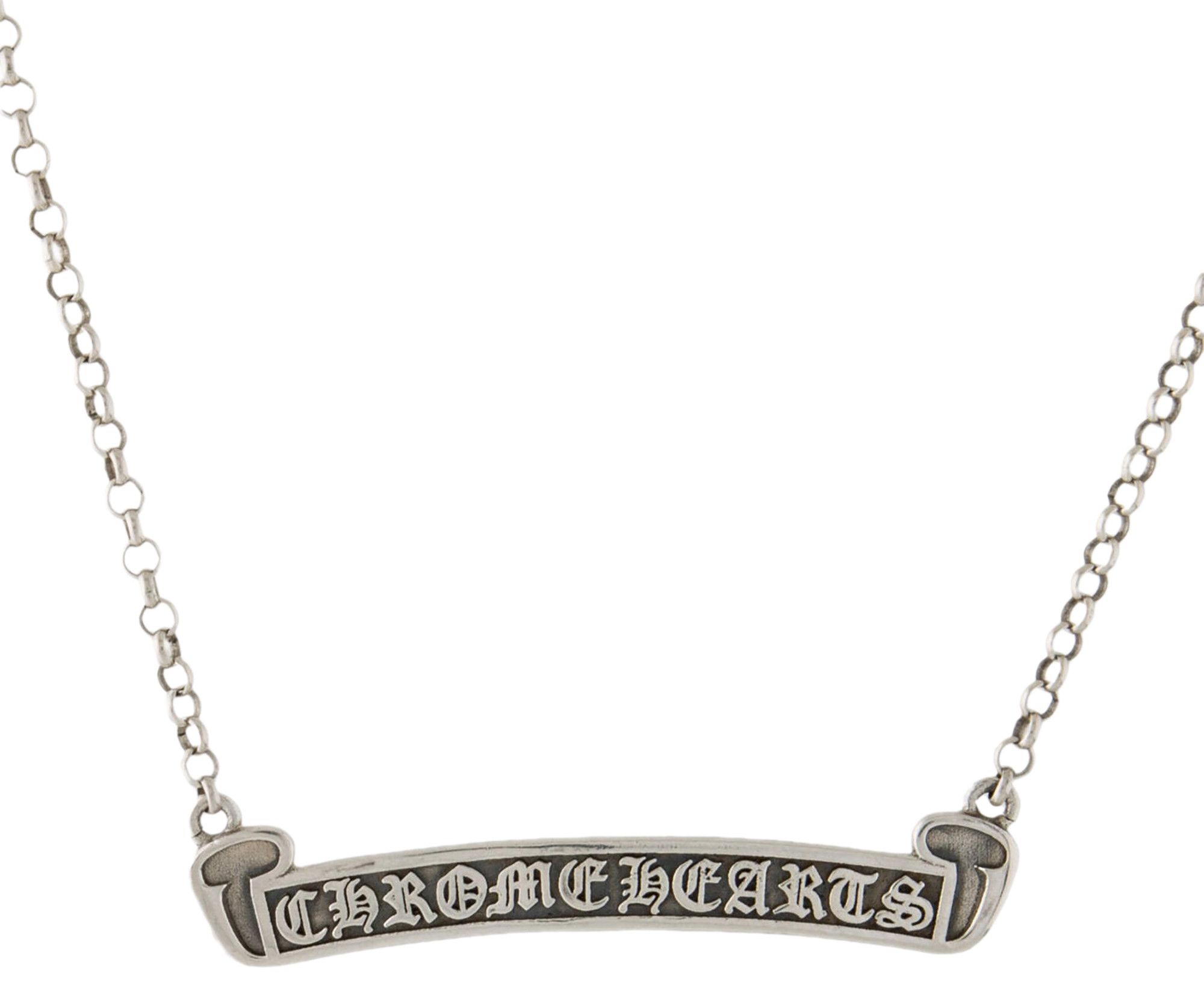Buy Chrome Hearts Scroll Label Chain Necklace 'Silver' - 1383 ...