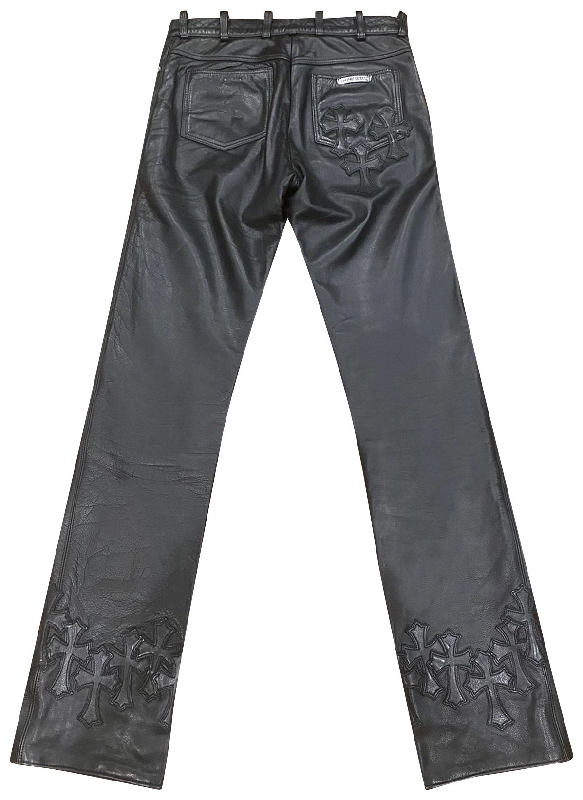 Buy Chrome Hearts Cemetery Cross Leather Rider Pants 'Black' - 1383 ...