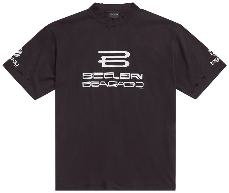 Buy Balenciaga Medium Fit T Shirt Washed Black White 764235 Tqvg1