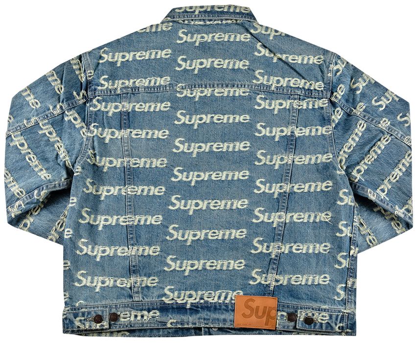 Buy Supreme Frayed Logos Denim Trucker Jacket 'Blue' - SS21J29 BLUE | GOAT