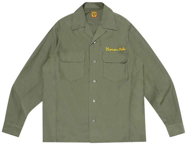 Buy Human Made Open Collar Shirt 'Green' - HM27SH013 GREE | GOAT