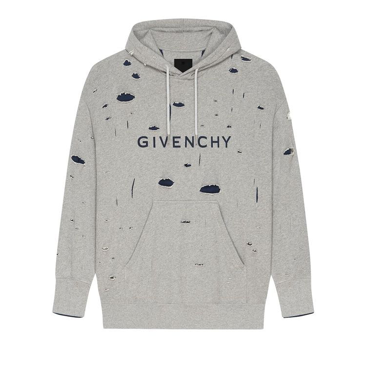 Buy Givenchy Destroyed Fleece Oversized Hoodie 'Grey/Blue' - BMJ0JE3YK1 ...