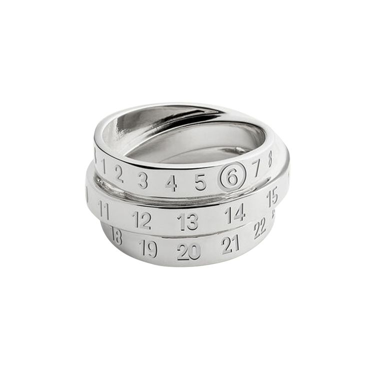 Buy MM6 Maison Margiela Metal Tripple Logo Ring 'Polished Palladio ...