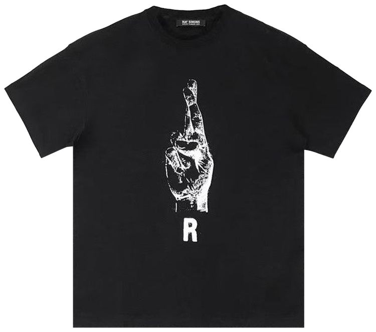 Buy Raf Simons Oversized T-Shirt With Hand Sign Print 'Black' - 231 ...