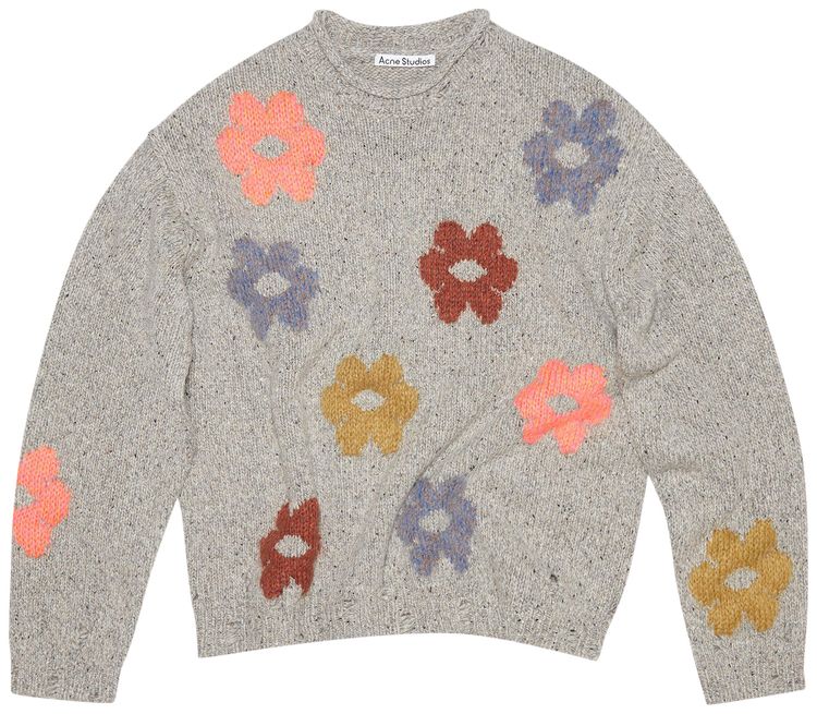Buy Acne Studios Floral Wool Blend Sweater 'Grey Melange' - B60285 GOAT ...