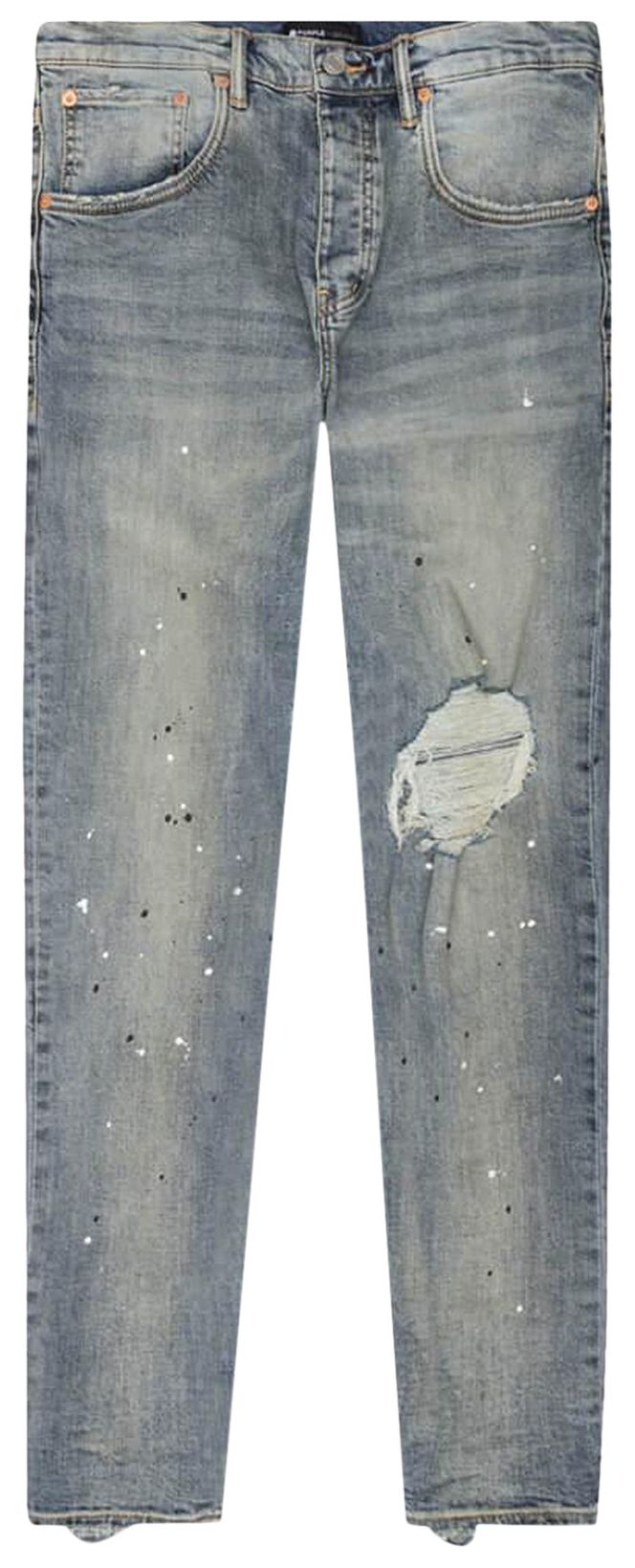 Buy PURPLE BRAND Mid Rise Destroy Paint Jeans 'Blue' - P002 MID | GOAT