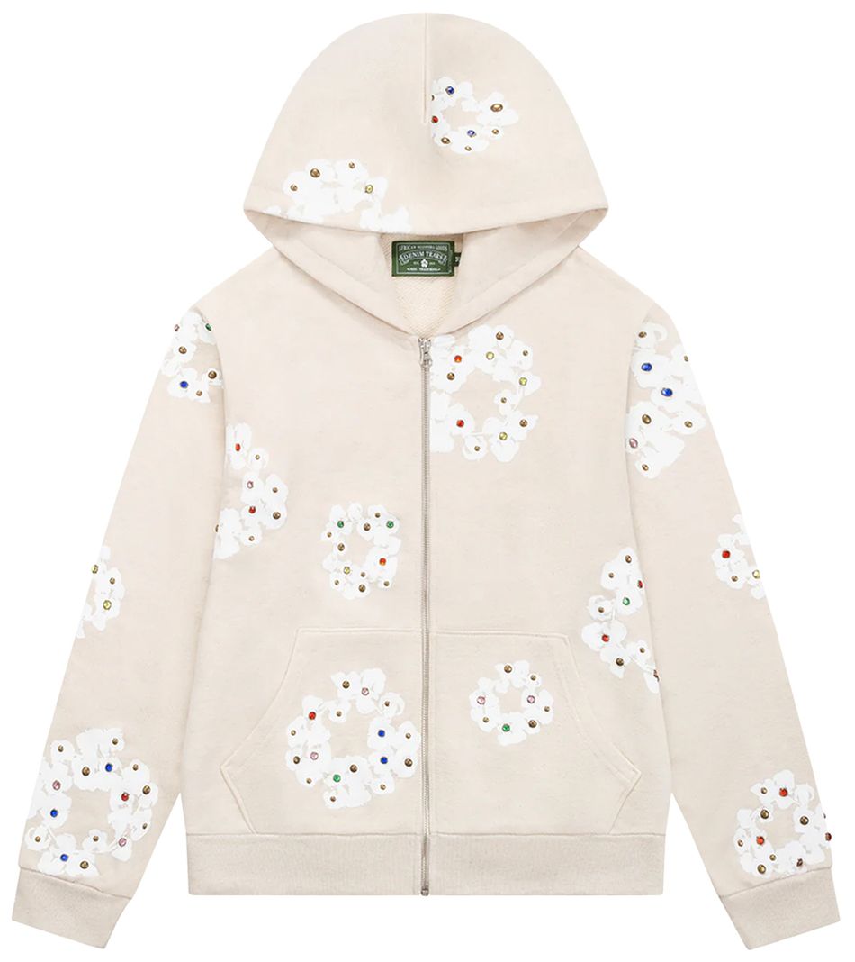 Buy Denim Tears Rhinestone Wreath Zip Hoodie 'Oatmeal' - 201 040 38 ...