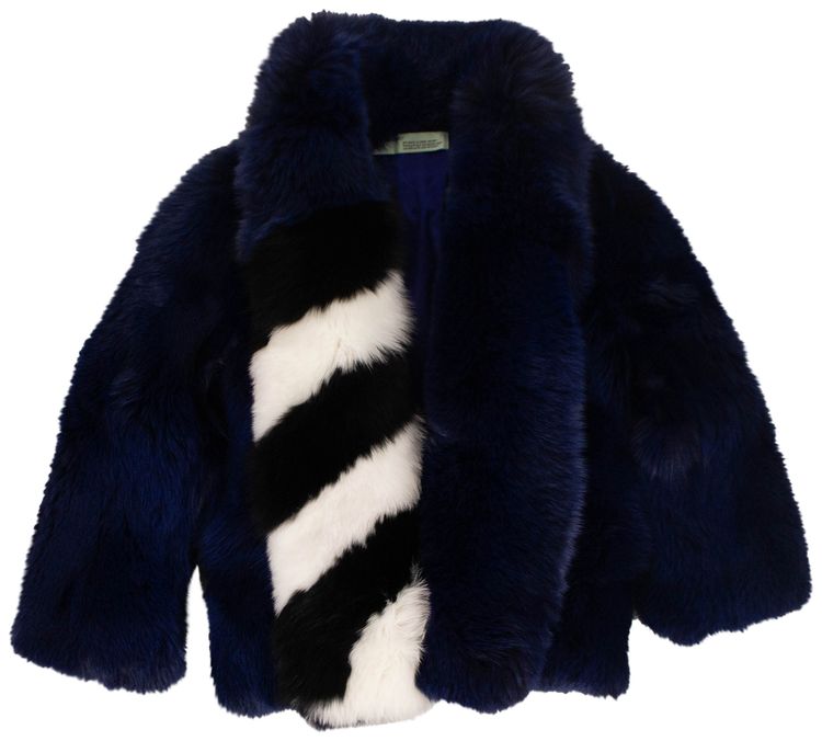 Buy Off-White Fox Fur Stripe Jacket 'Blue' - OWEA086F176261663000 | GOAT
