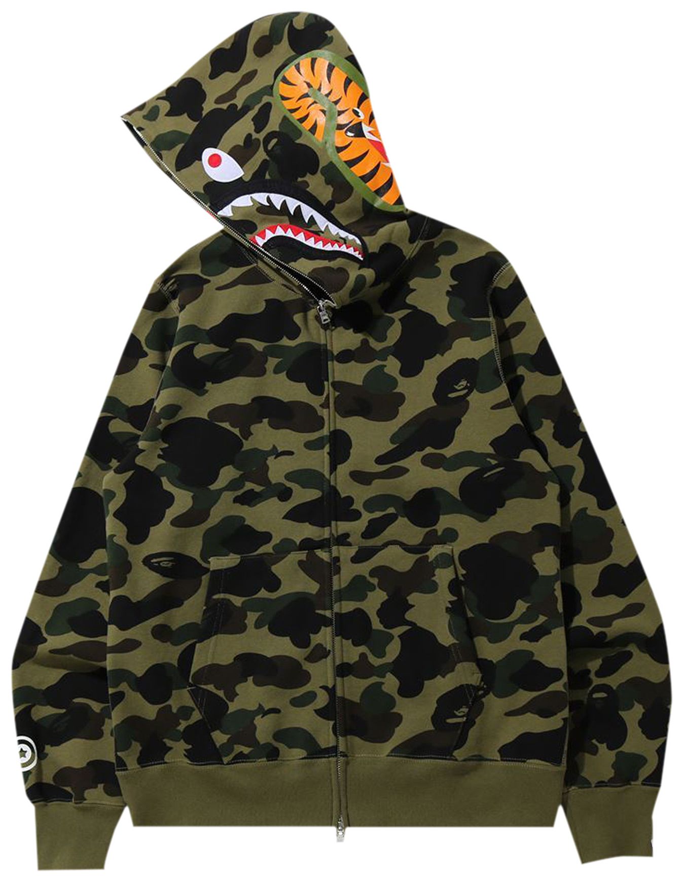 Buy BAPE 1st Camo Shark Full Zip Hoodie 'Green' - 1H20 115 009 GREEN | GOAT