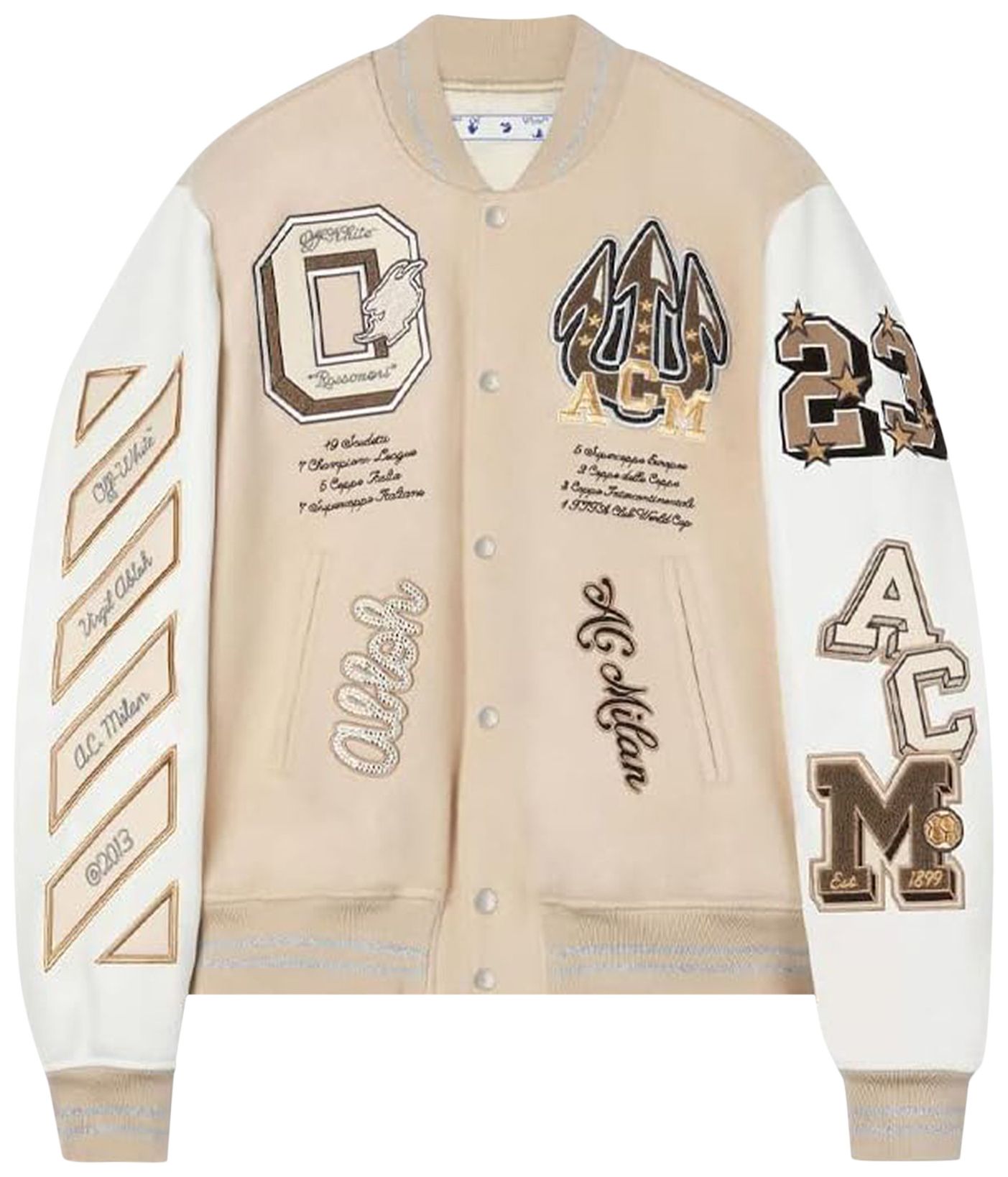Buy Off-White x AC Milan Varsity Jacket 'Cream/White' - 0069 ...