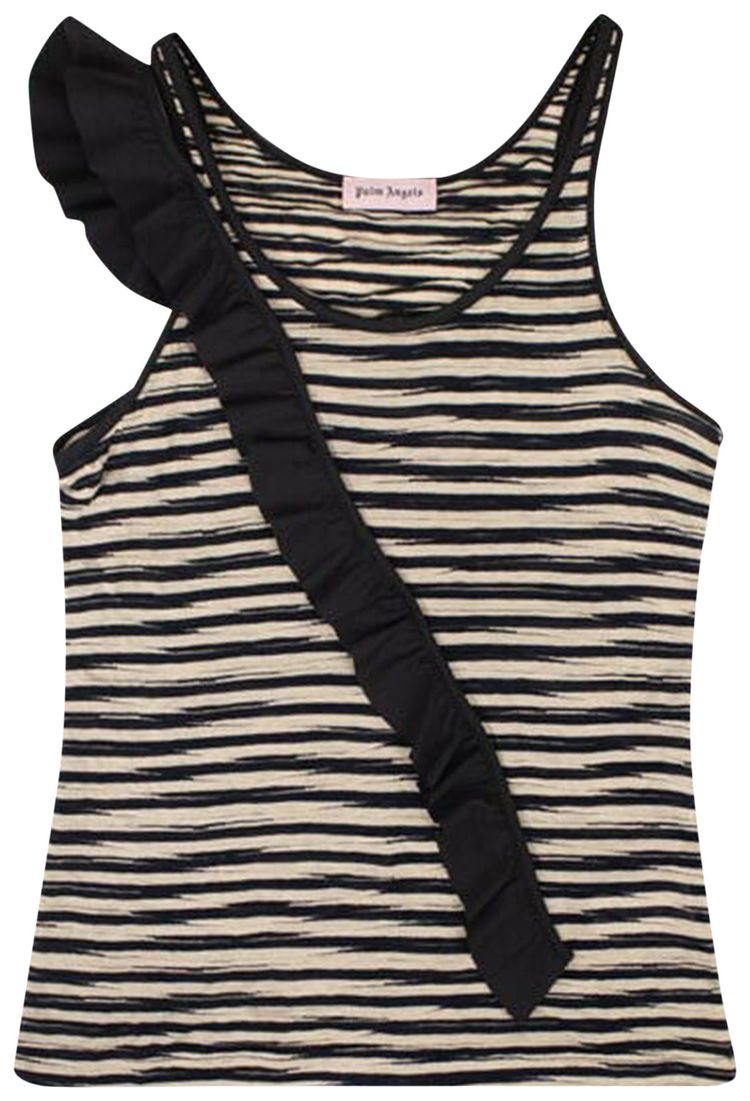 Buy Palm Angels Striped Frill Tank Top 'Black' - PWAC003E197110378800 ...