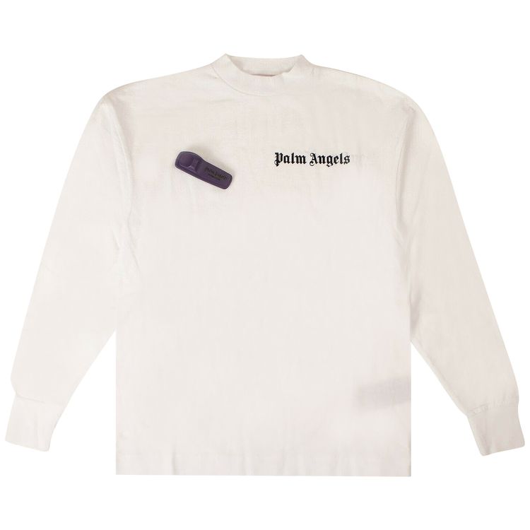 Buy Palm Angels Mock Neck Logo T-Shirt 'White' - PMAB002F194130070110 ...