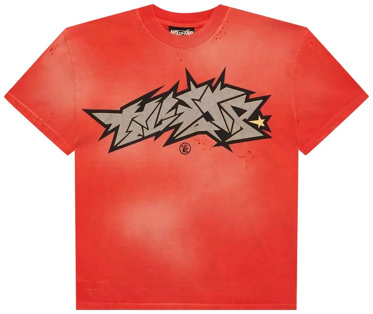 Buy Hellstar Crack Print T-Shirt 'Red' - 9357 100000103CPTS RED | GOAT