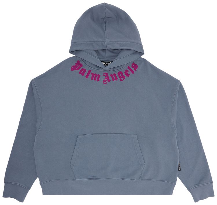 Buy Palm Angels Neck Logo Hoodie 'Light Grey/Fuschia ...