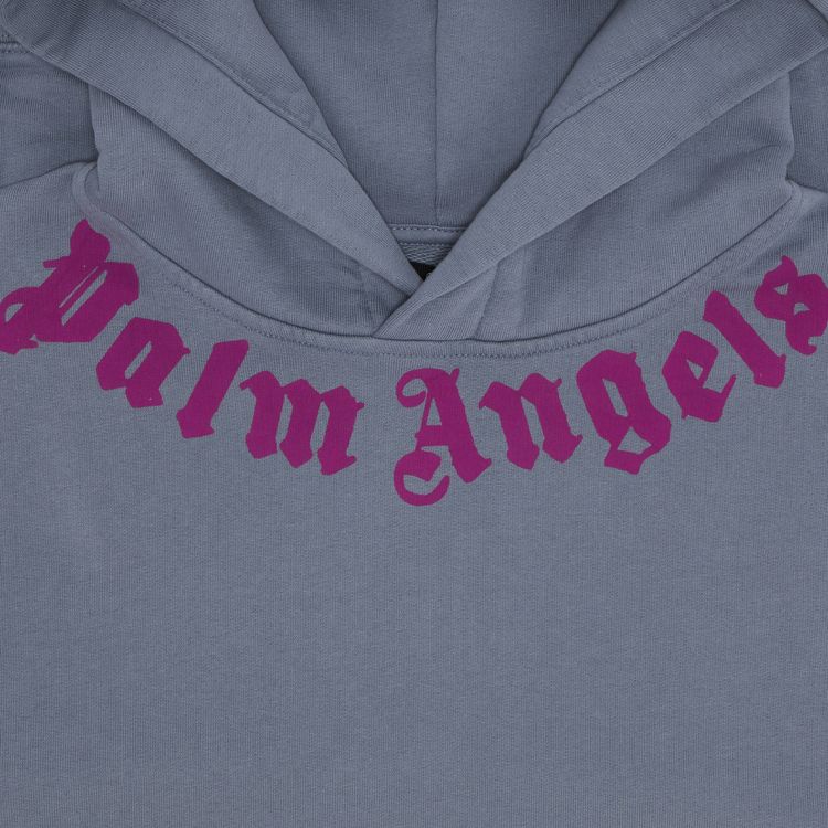 Buy Palm Angels Neck Logo Hoodie 'Light Grey/Fuschia ...