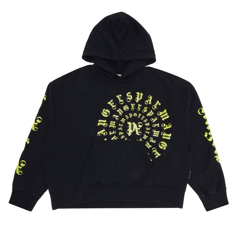 Buy Palm Angels Vertigo Hoodie 'Black/Lime' - PMBB058F24FLE0071054 | GOAT
