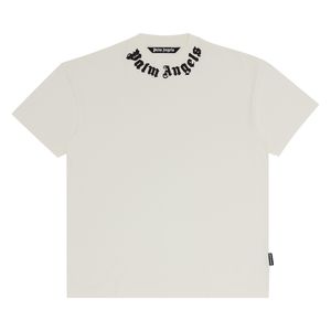 Buy Palm Angels Neck Logo Tee 'Off White/Black' - PMAA001F24JER0070310 ...
