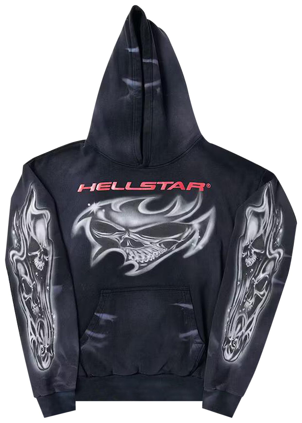 Buy Hellstar Airbrushed Skull Hoodie 'Black' - 9357 1FW230106ASH BLAC ...