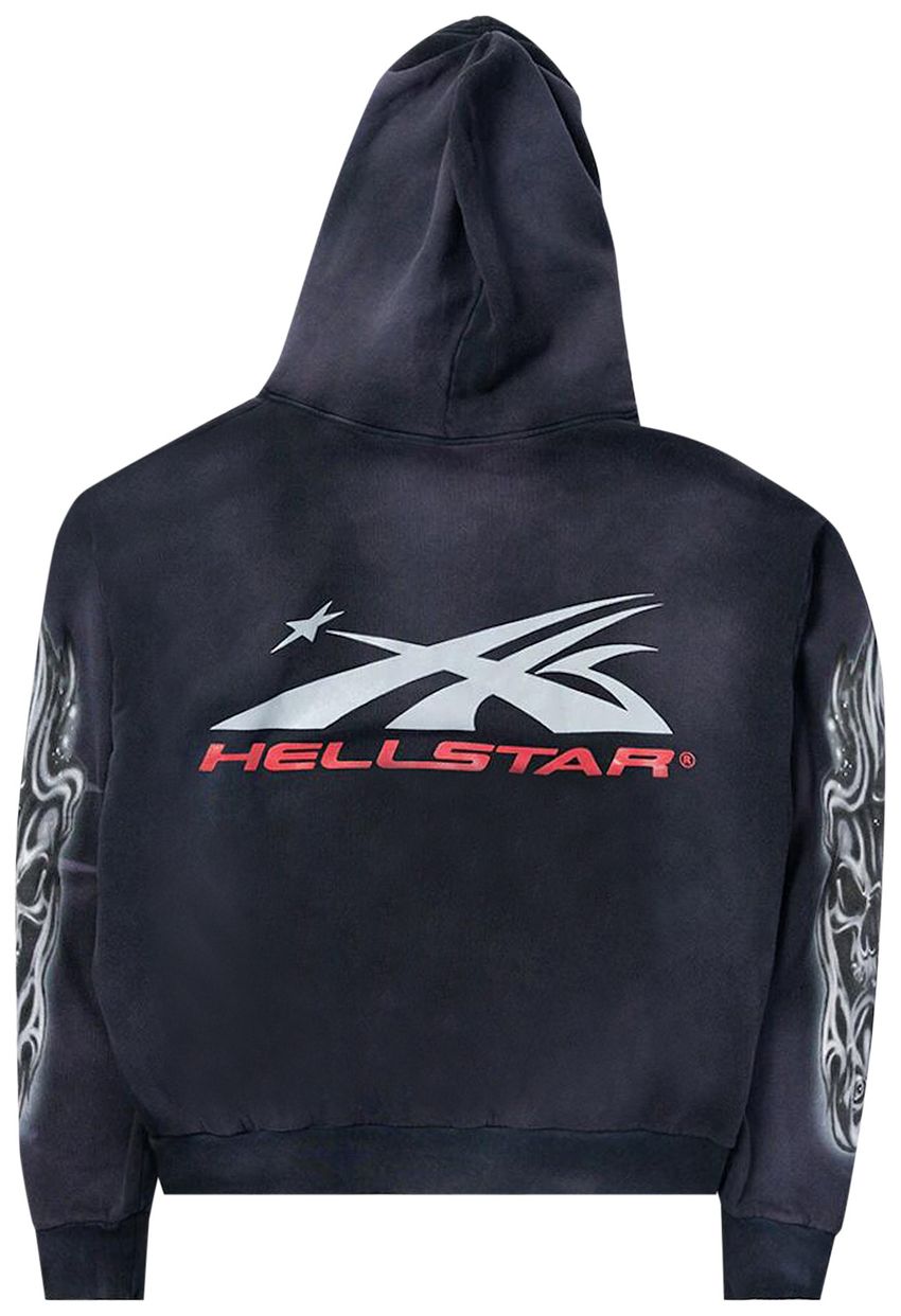 Buy Hellstar Airbrushed Skull Hoodie 'Black' - 9357 1FW230106ASH BLAC | GOAT