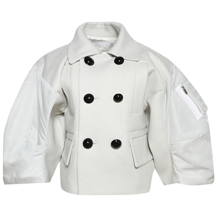 Buy Sacai Wool Melton x Nylon Twill Jacket 'Ecru/Grey' - 24 07330 053 ...