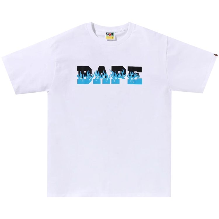 Buy BAPE Flame Bape Logo Tee 'White/Blue' - 1K20 110 033 WHITE BLUE | GOAT