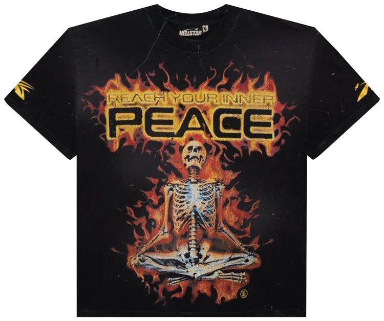 Buy Hellstar Inner Peace Fire Tee 'Black' - 9357 100000103IPFT BLAC | GOAT