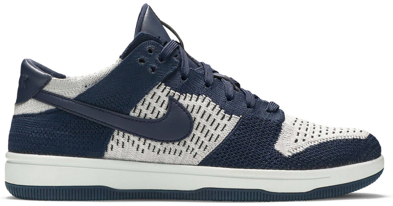 Buy Dunk Low Flyknit 'College Navy Platinum' - 917746 400 | GOAT